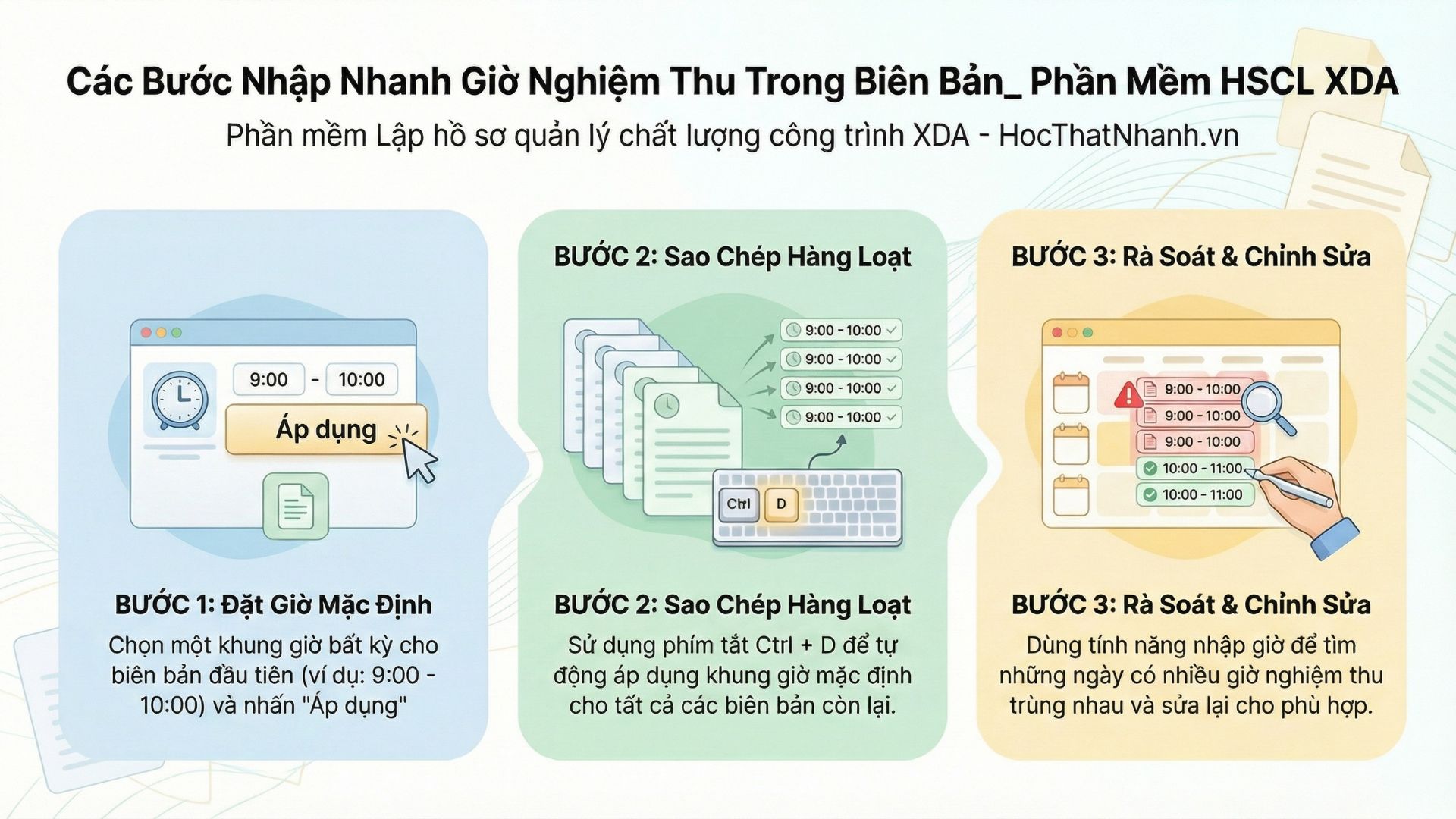 Các Bước Nhập Nhanh Giờ Nghiệm Thu Trong Biên Bản với Phần Mềm HSCL XDA ...