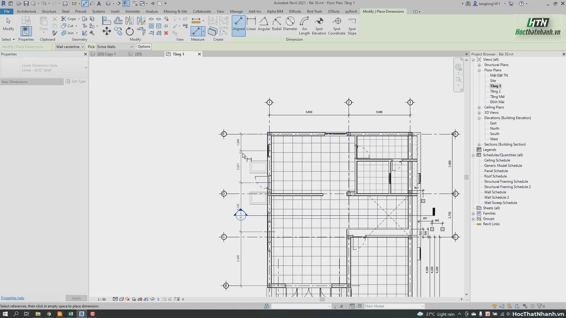 Hướng dẫn sử dụng Dimensions trong Revit để ghi kích thước nhanh và ...