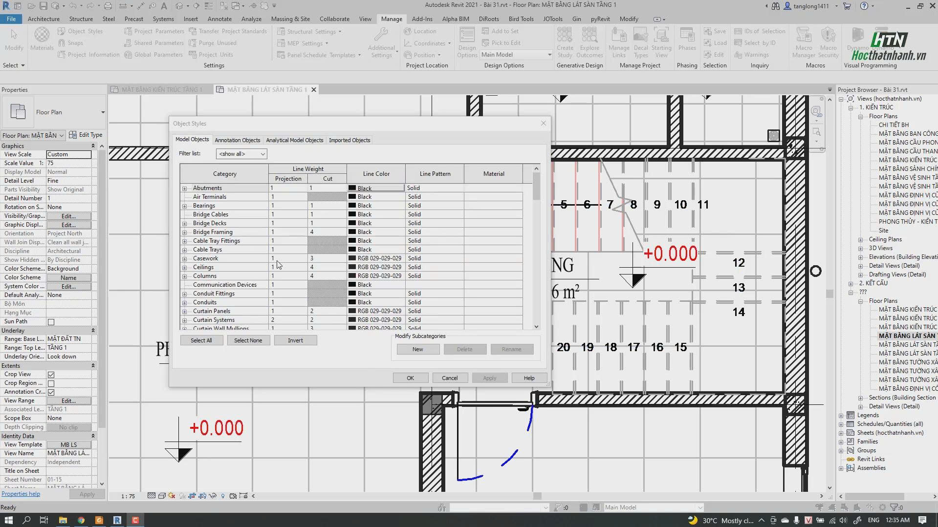 Cách Thiết Lập Object Style Trong Revit Để Chuẩn Hóa Toàn Bộ Đường Nét ...