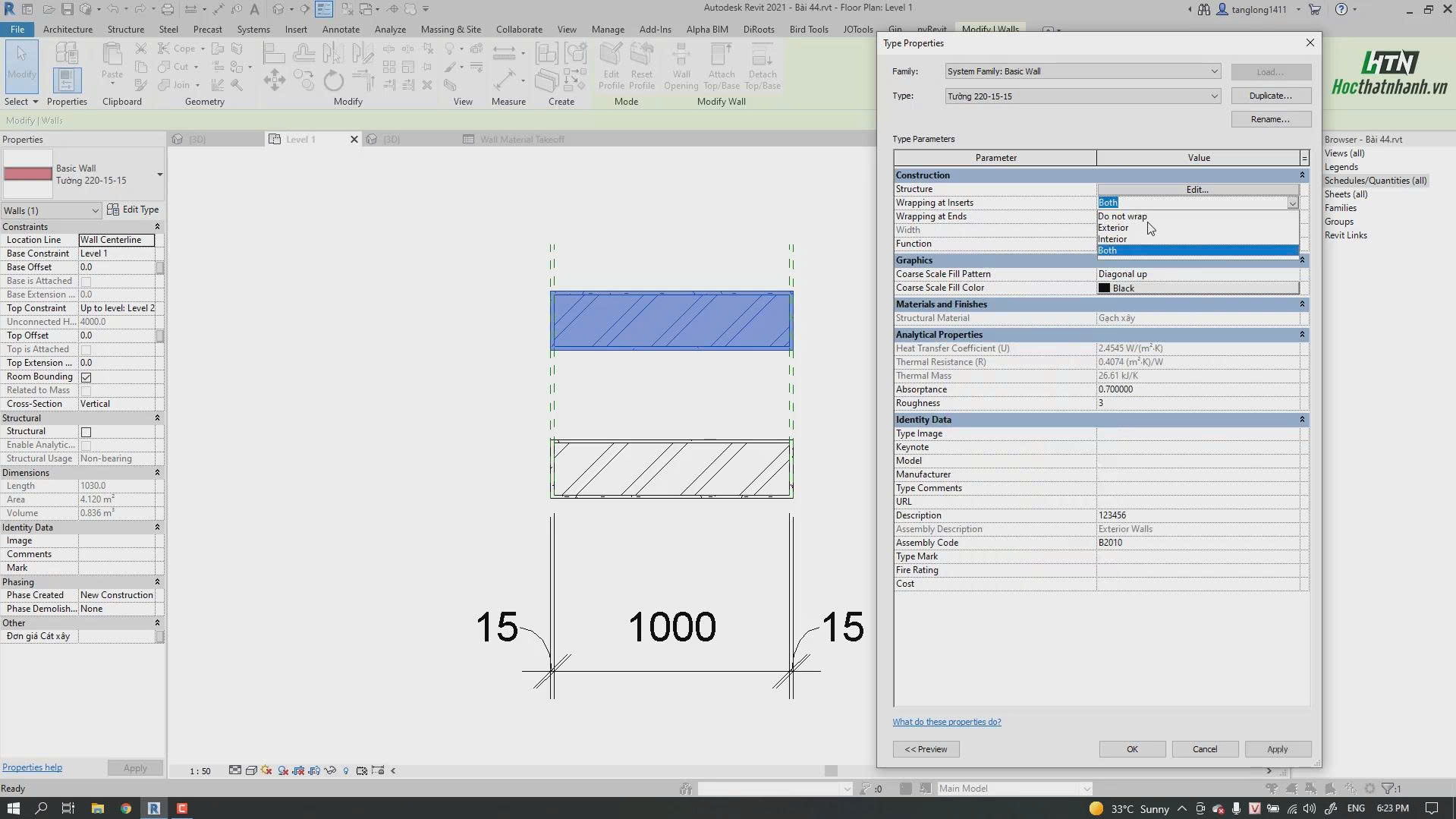 Bảng thống kê trong Revit P2 – bí quyết tạo material take-off chuẩn ...